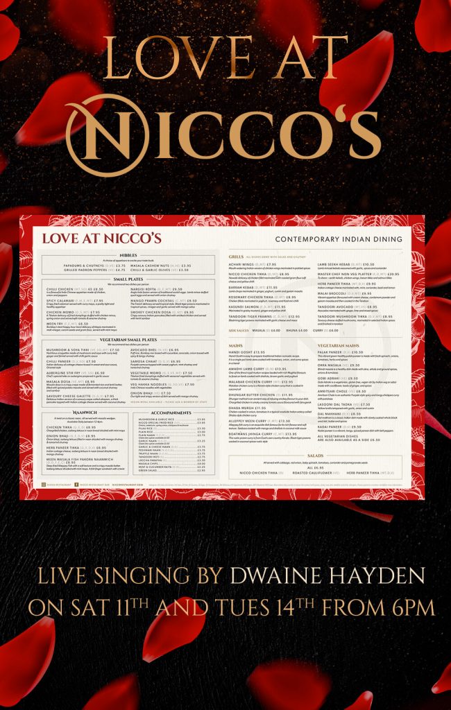 What's on At Nicco's Derby Restaurant.