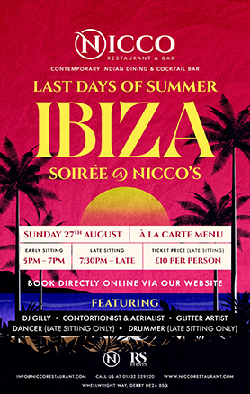 What's on At Nicco's Derby Restaurant.