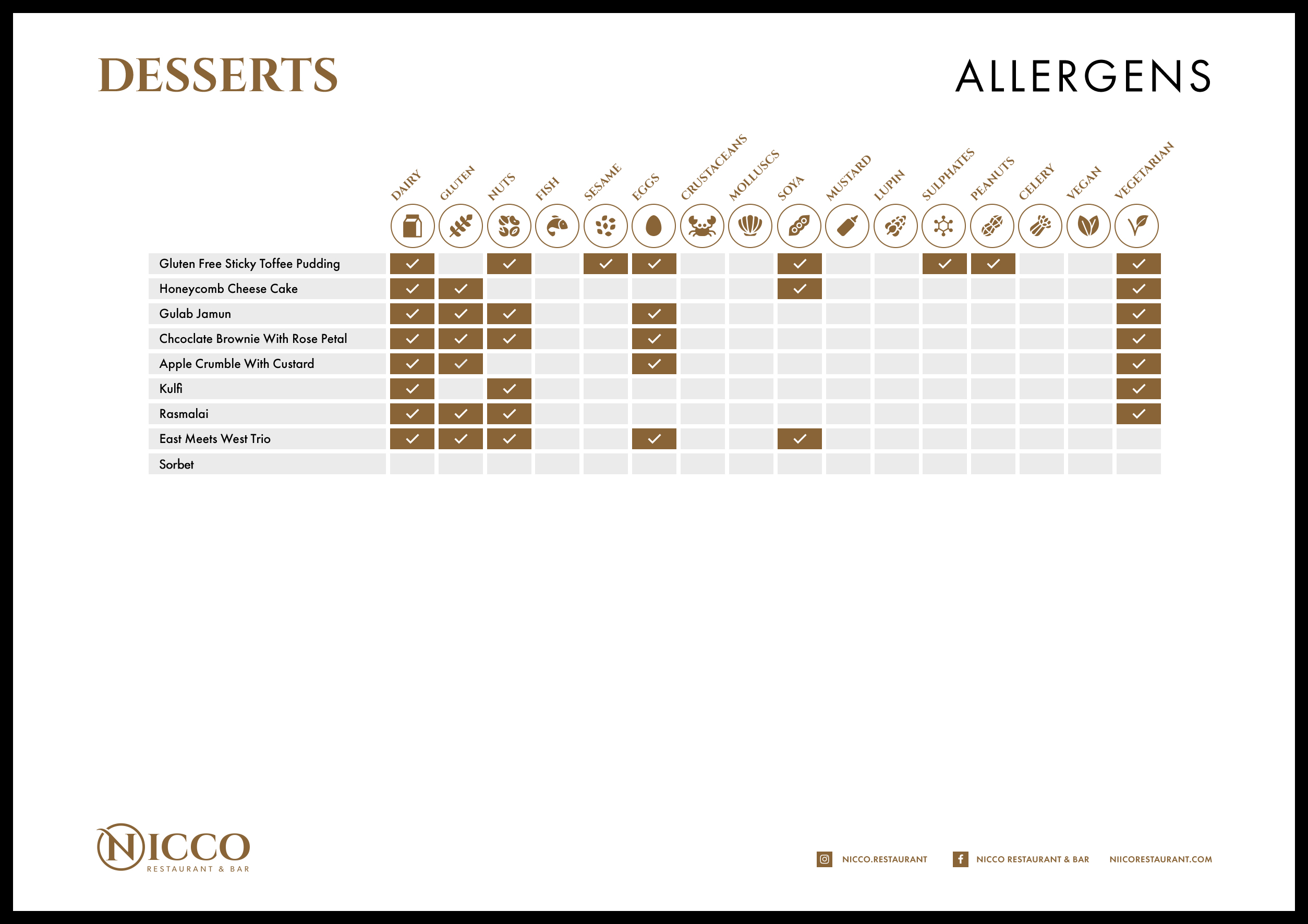 A La Carte Menu - Nicco Tapas Restaurant Derby